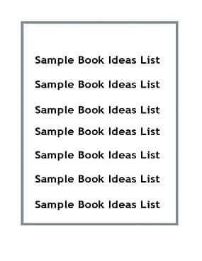 Sample Book Ideas List
